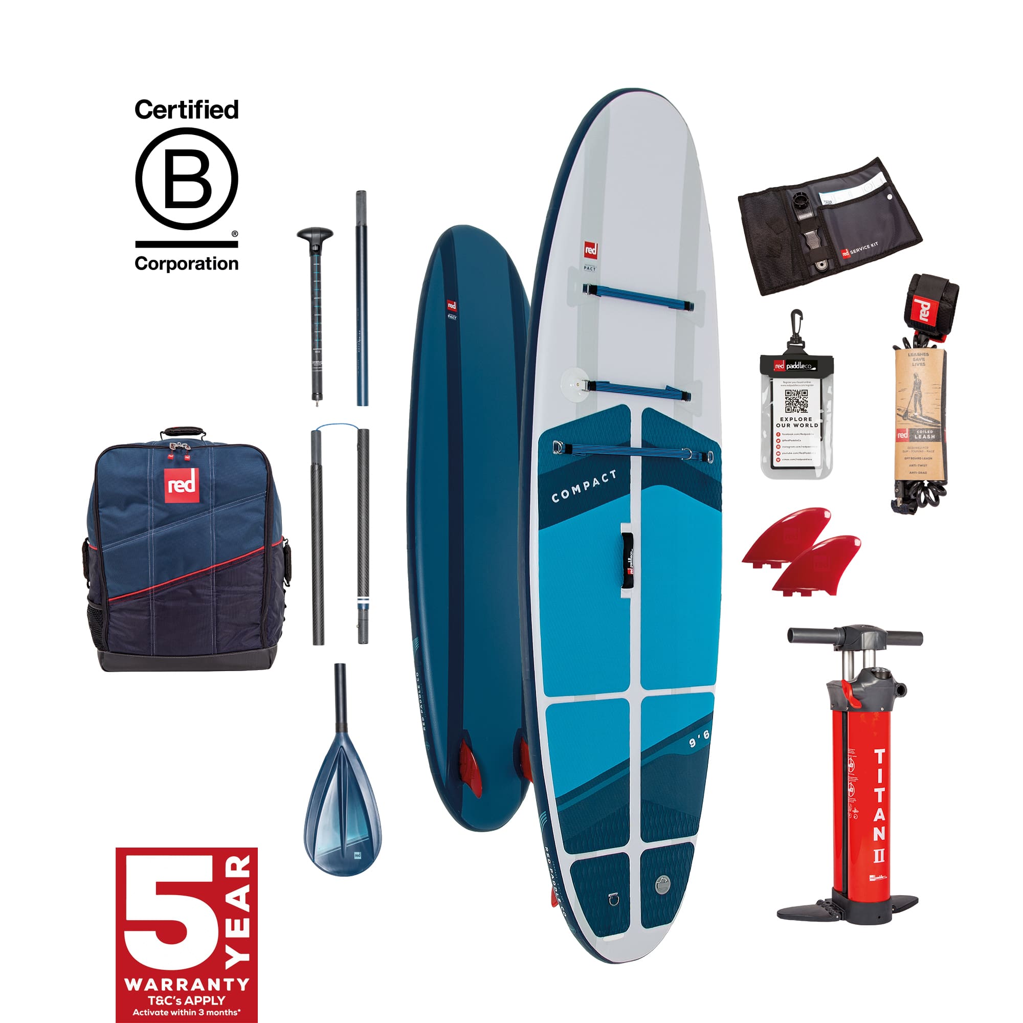 Red Paddle Co Compact 9'6" Inflatable SUP Package