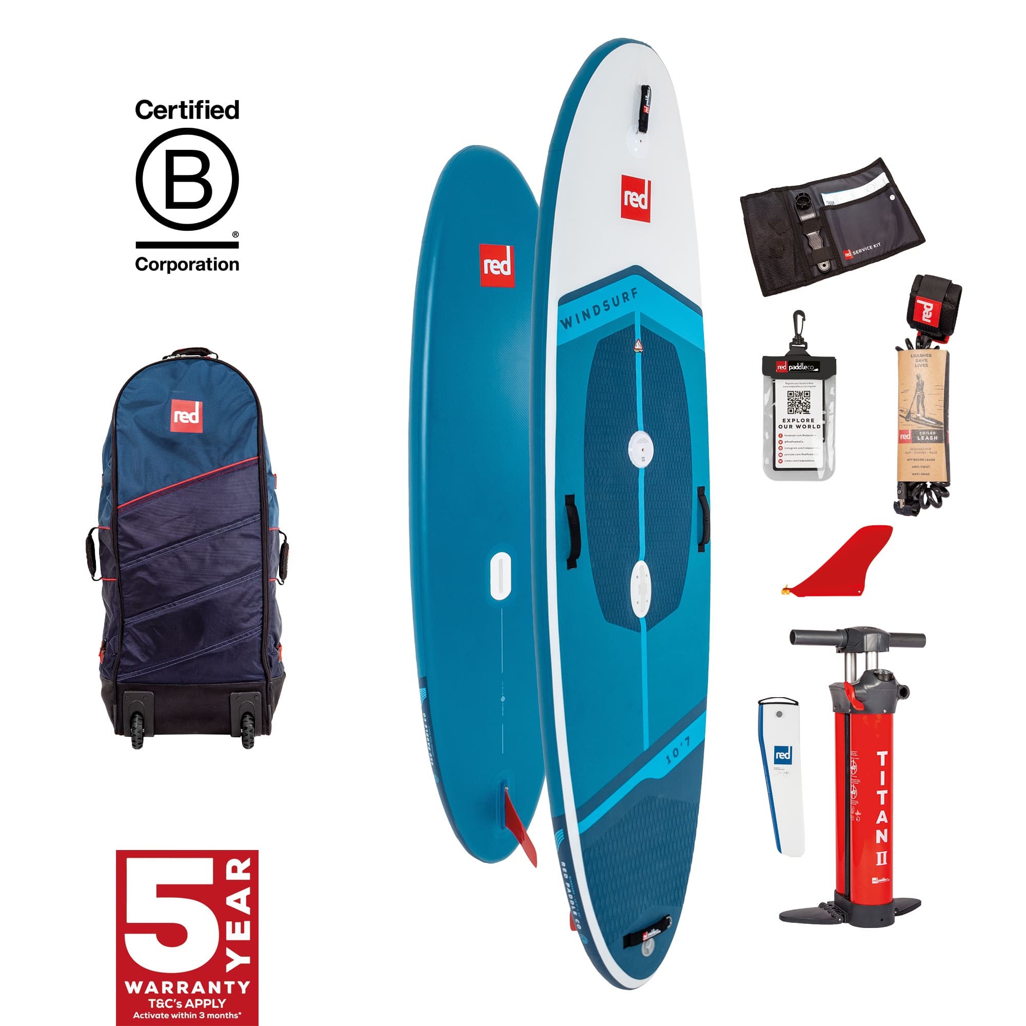 Red Paddle Co Windsurf 10'7" Inflatable MSL SUP Package